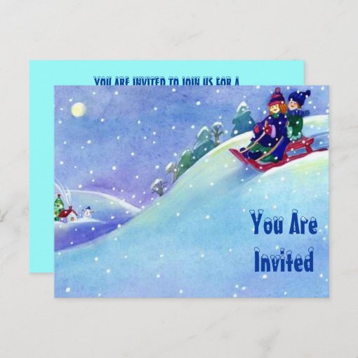 SNOW FUN WINTER BIRTHDAY PARTY INVITATION SLEDDING | Zazzle