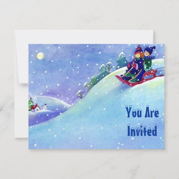 SNOW FUN WINTER BIRTHDAY PARTY INVITATION SLEDDING | Zazzle.com