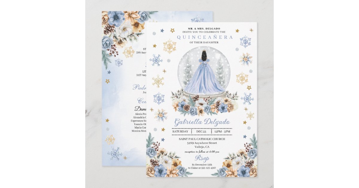 Snow Globe Princess Winter Wonderland Quinceañera Invitation | Zazzle