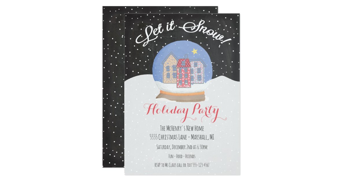 Snow Globe Winter Let it snow Holiday Party Invitation | Zazzle.com