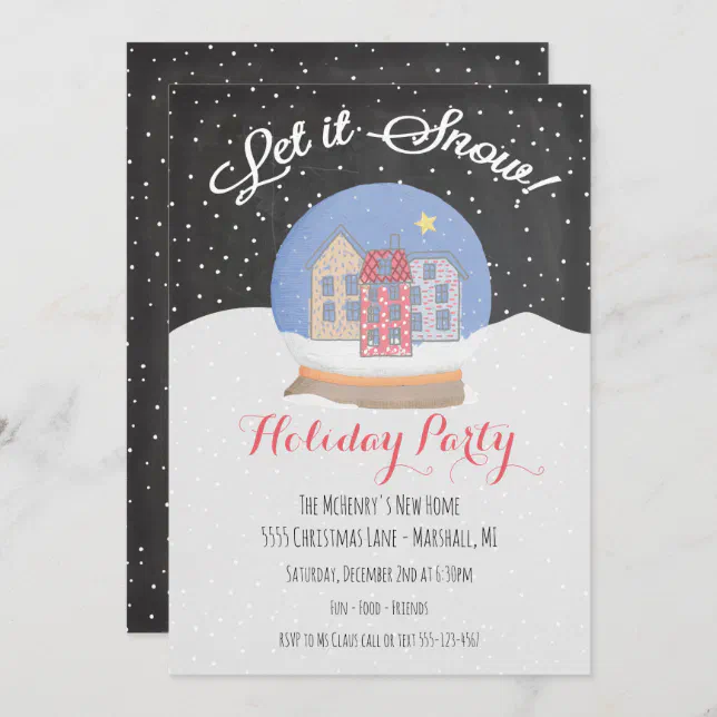 Snow Globe Winter Let it snow Holiday Party Invitation | Zazzle