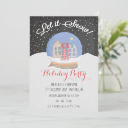 Snow Globe Winter Let it snow Holiday Party Invitation | Zazzle
