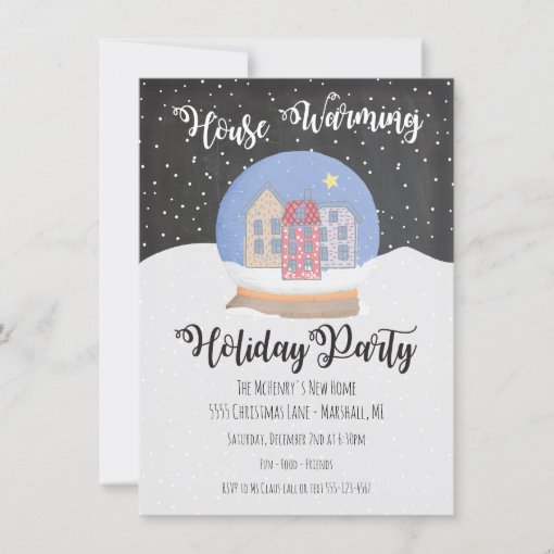 Snow Globe Winter Snow House Warming Holiday Party Invitation | Zazzle