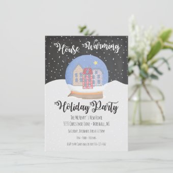 Snow Globe Winter Snow House Warming Holiday Party Invitation | Zazzle