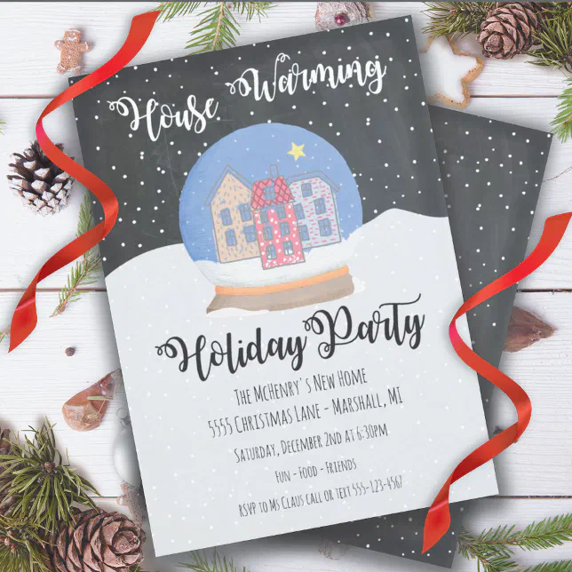 Snow Globe Winter Snow House Warming Holiday Party Invitation | Zazzle