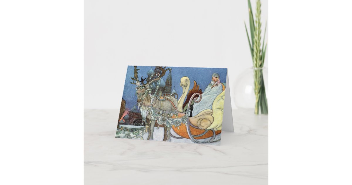 Snow Ice Queen Russian Princess Reindeer Card | Zazzle