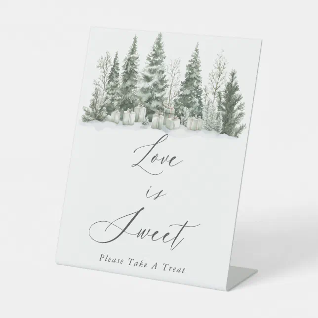 Snow In Love Bridal Shower Love Is Sweet Pedestal Sign | Zazzle