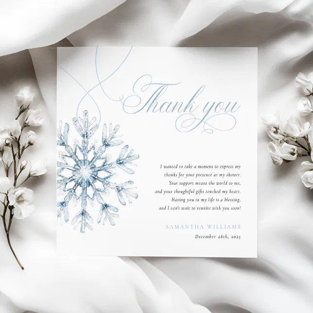 Snow in Love Bridal Shower Thank You Card | Zazzle
