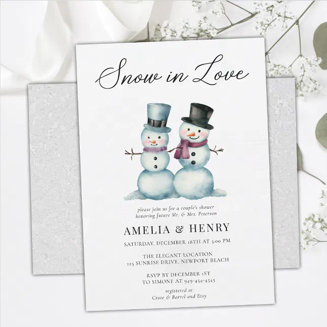 Snow in Love Funny Winter Couples Bridal Shower Invitation | Zazzle