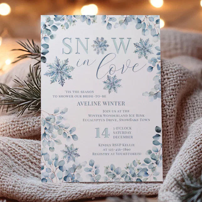Snow in Love theme Winter Bridal Shower Invitation | Zazzle