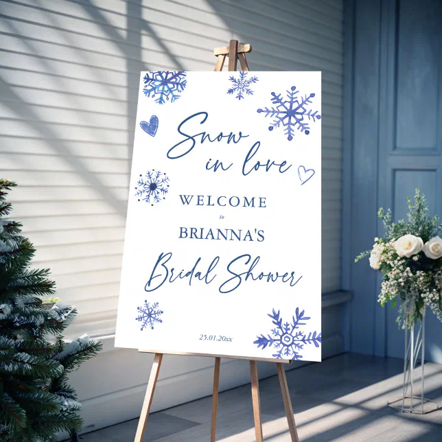 Snow in love winter bridal shower welcome sign | Zazzle