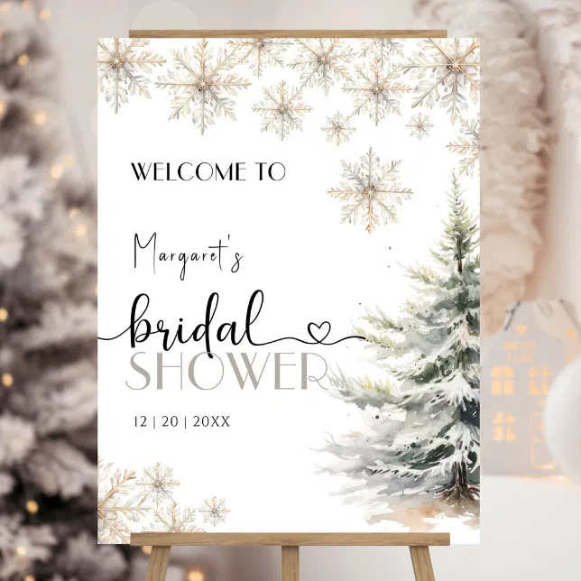 Snow in Love Winter Bridal Shower Welcome Sign | Zazzle