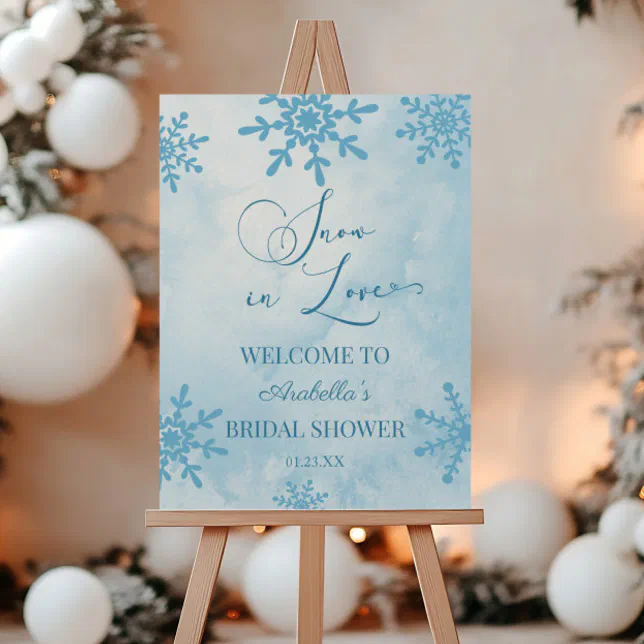 Snow In Love Winter Bridal Shower Welcome Sign | Zazzle