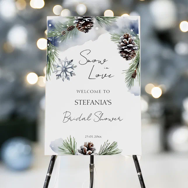 Snow in love winter bridal shower welcome sign | Zazzle