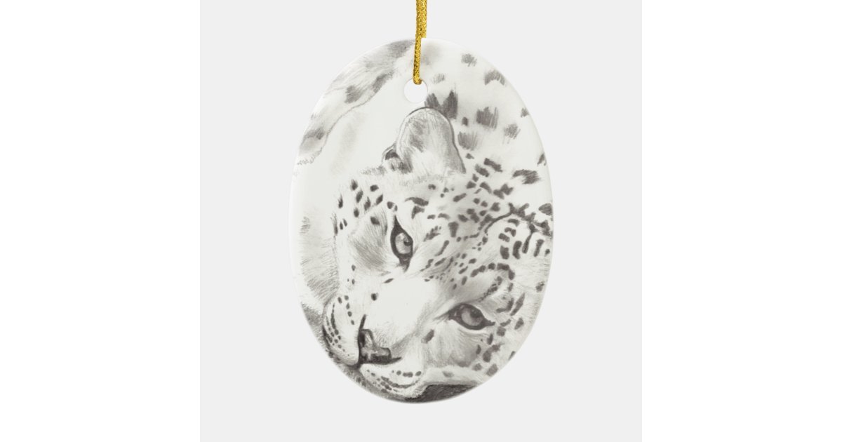 Snow Leopard Ceramic Ornament | Zazzle