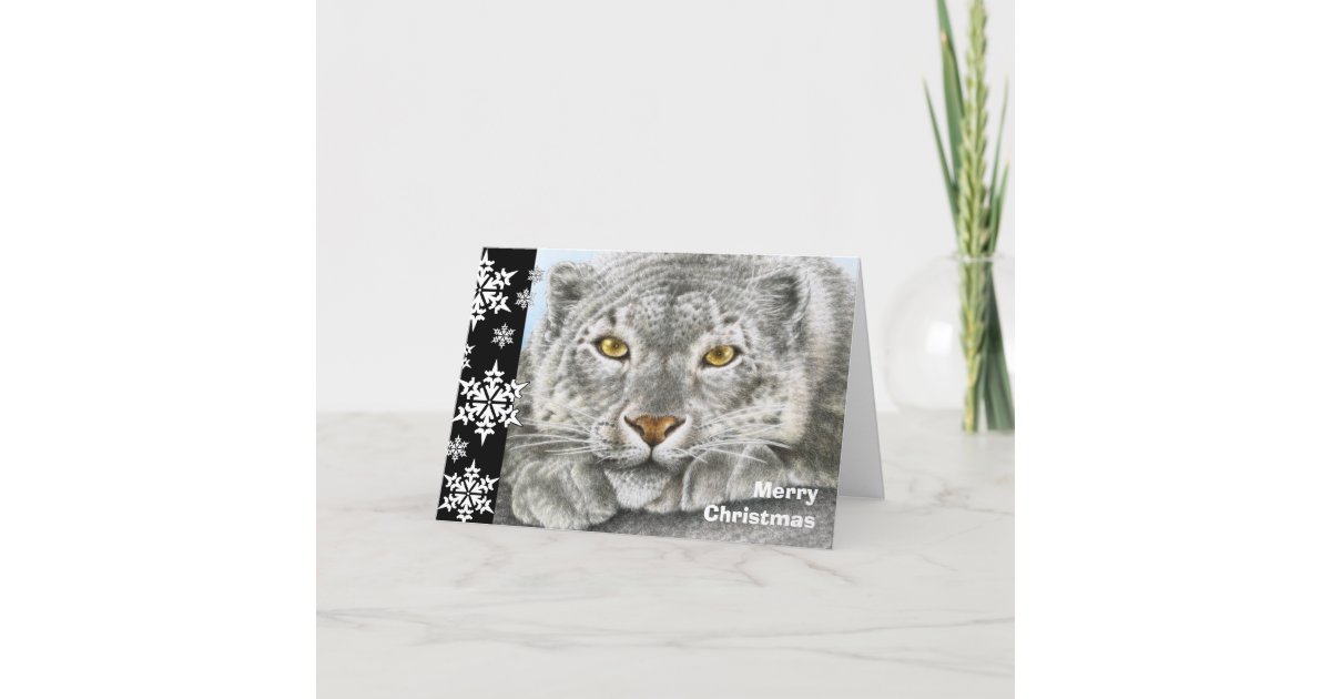 Snow Leopard Christmas Card | Zazzle