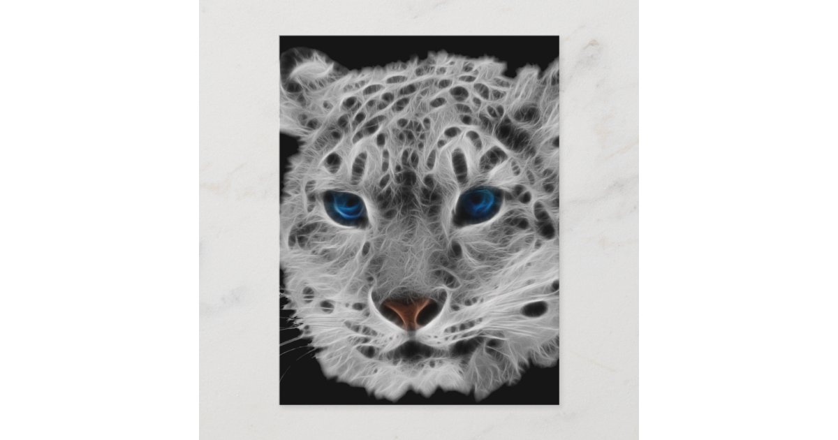 Snow Leopard Fractal Postcard | Zazzle