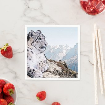 Snow Leopard Paper Napkins | Zazzle