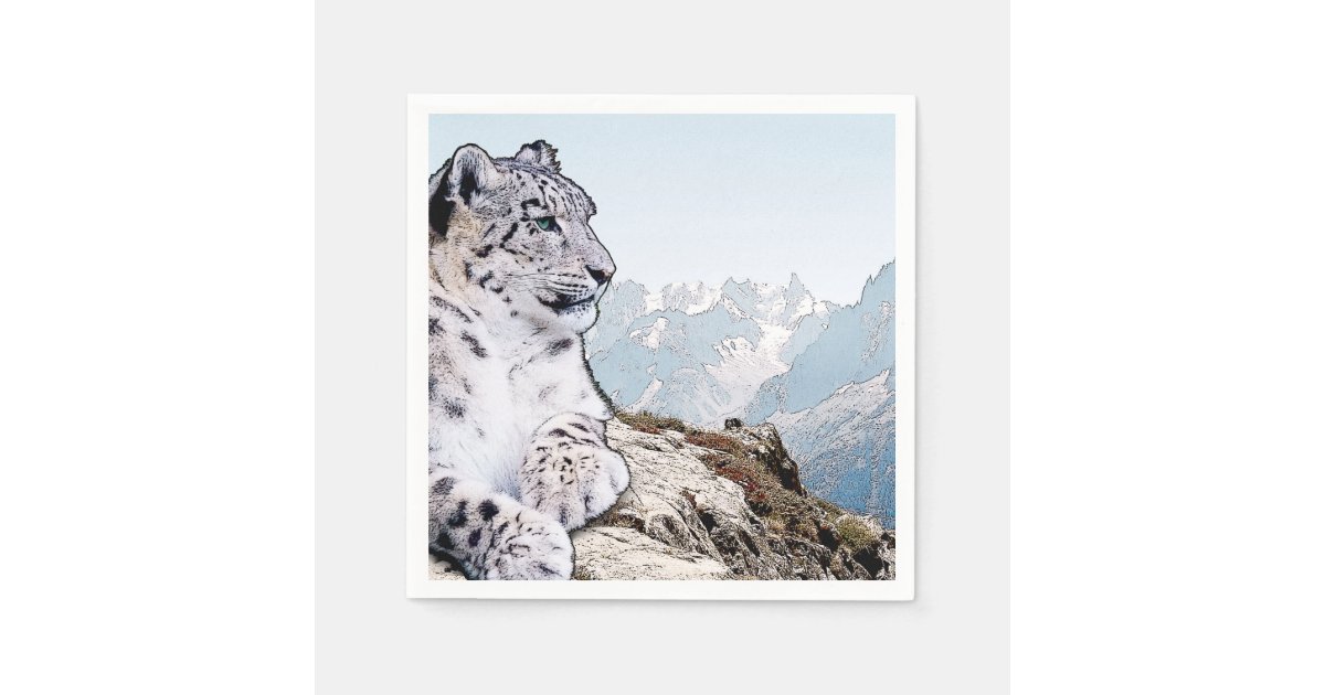 Snow Leopard Paper Napkins | Zazzle