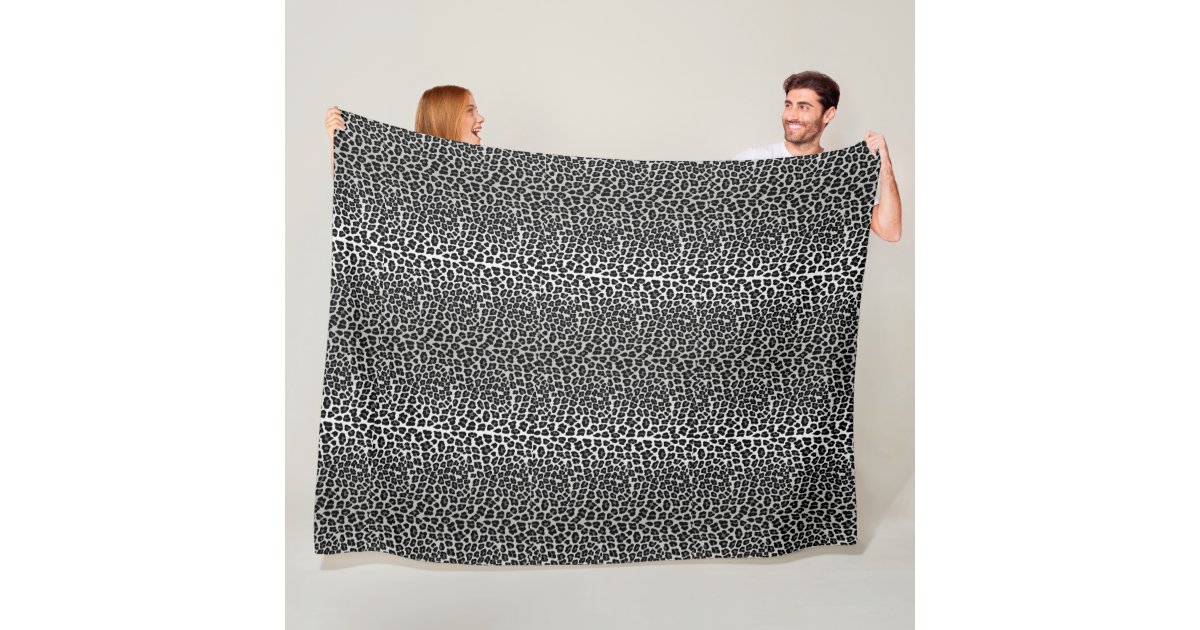 Snow leopard print fleece blanket | Zazzle
