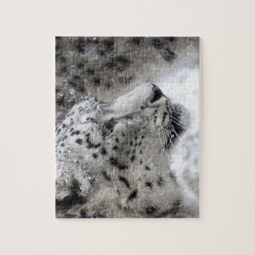 Snow Leopard Profile in Snow Jigsaw Puzzle | Zazzle