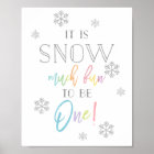 Snow much fun to be one first birthday sign Pink | Zazzle.com