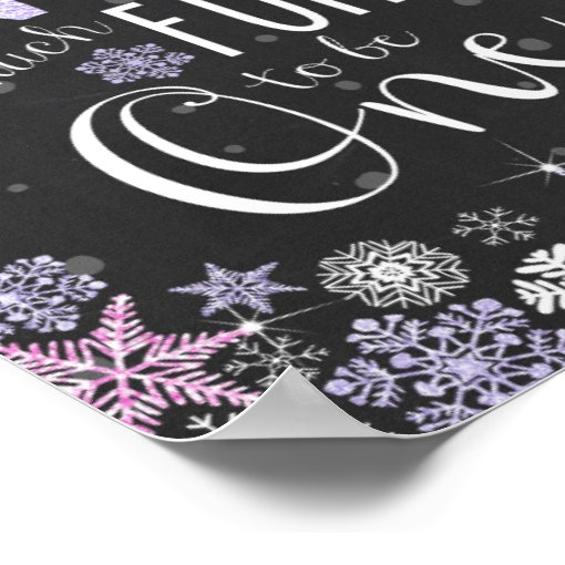 Snow much fun to be one first birthday sign Pink | Zazzle