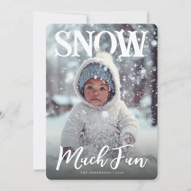 Snow Much Fun Winter Photo Holiday Card | Zazzle