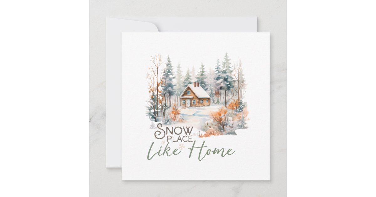 Snow Place Like Home, Mountain Cabin Christmas Holiday Card | Zazzle