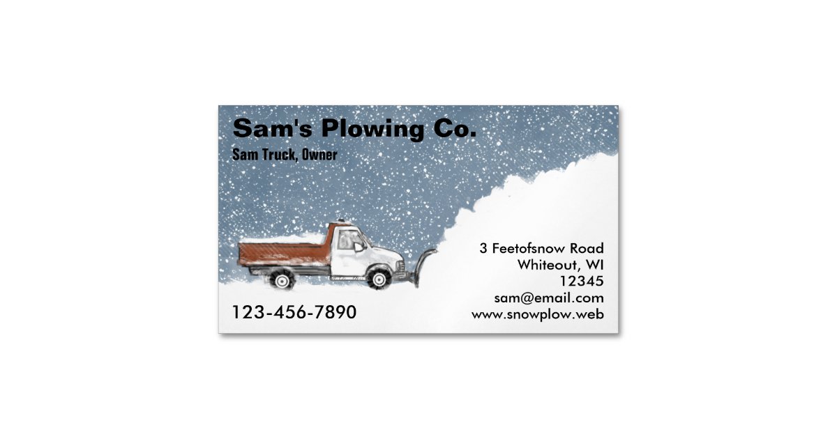 Snow Plow | Plowing Service | Snow Removal Magnetic Business Card | Zazzle