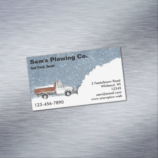 Snow Plow | Plowing Service | Snow Removal Magnetic Business Card | Zazzle