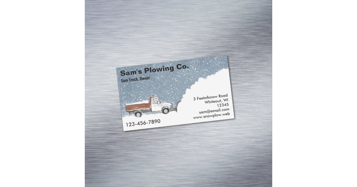 Snow Plow | Plowing Service | Snow Removal Magnetic Business Card | Zazzle