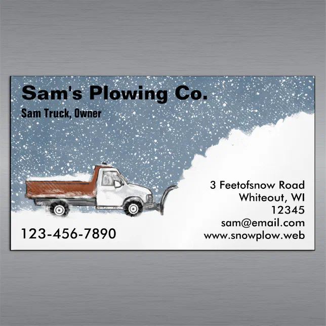 Snow Plow | Plowing Service | Snow Removal Magnetic Business Card | Zazzle