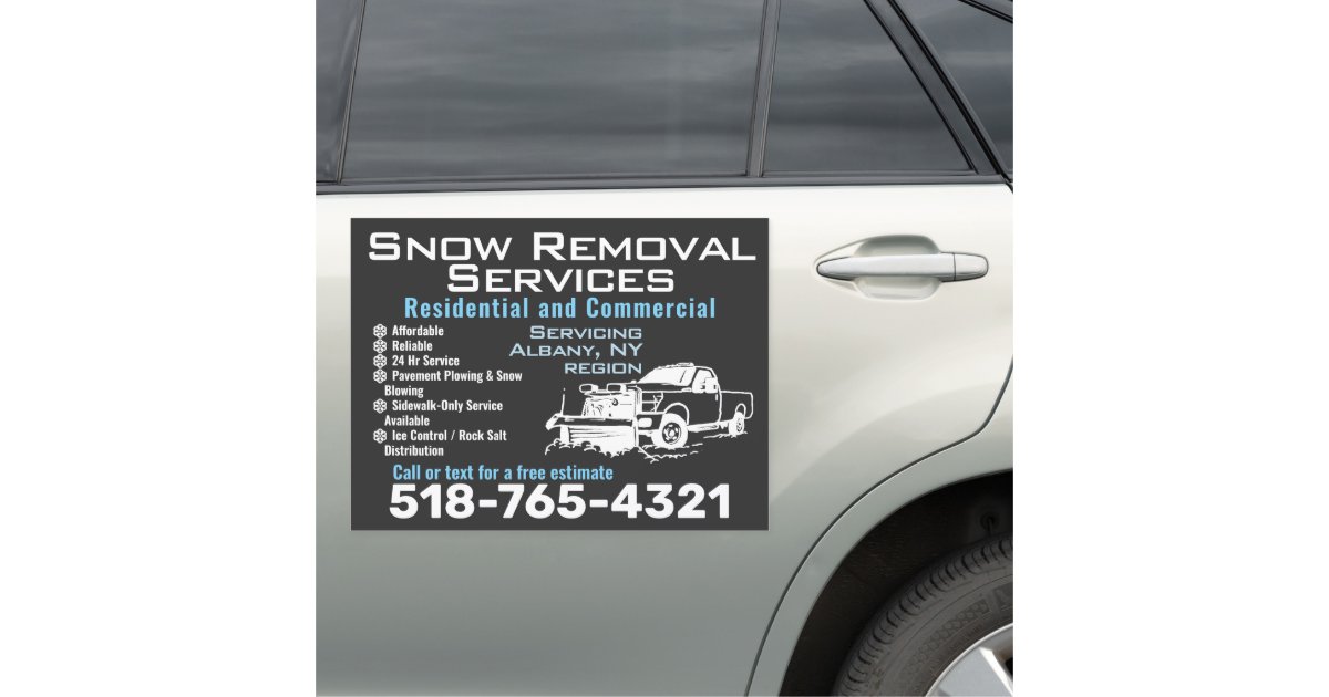 Snow Plow Service Black White Vehicle Magnet Signs | Zazzle