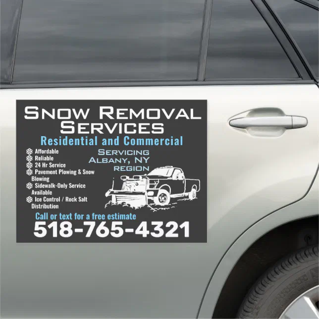 Snow Plow Service Black White Vehicle Magnet Signs | Zazzle