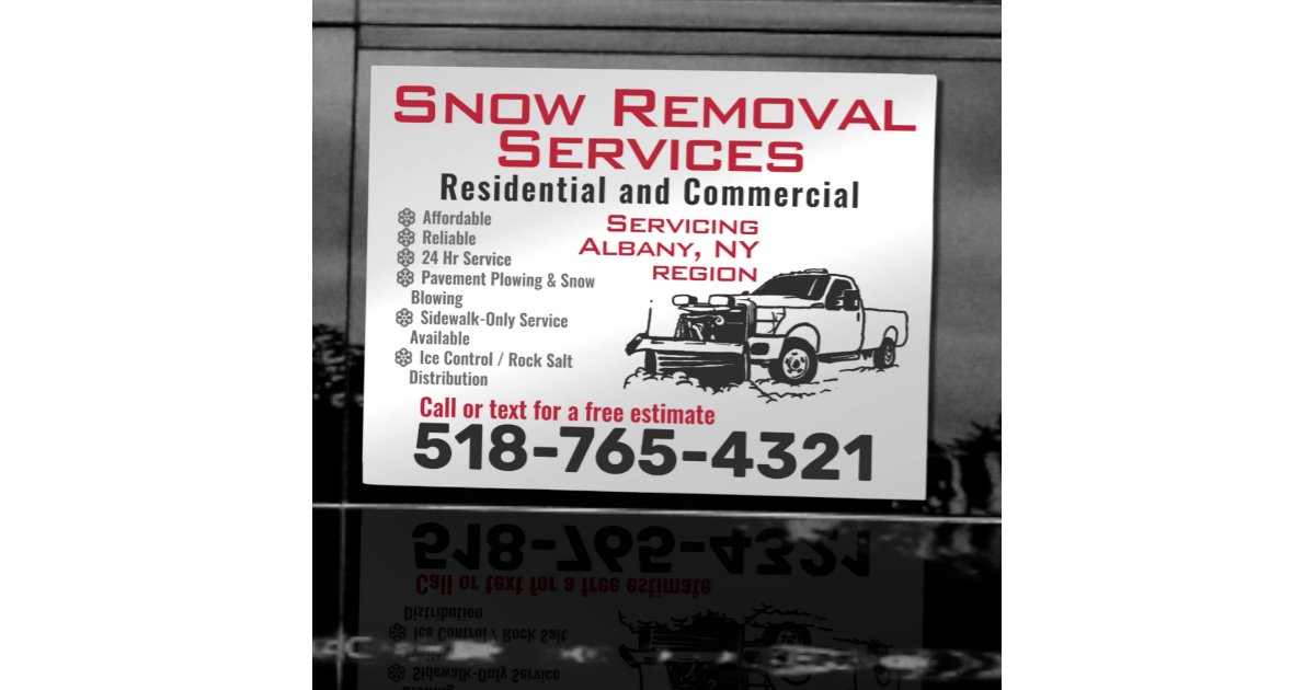 Snow Plow Service Magnetic Vehicle Silver Ad Sign | Zazzle