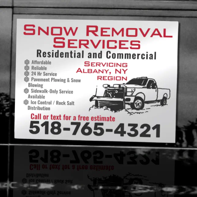 Snow Plow Service Magnetic Vehicle Silver Ad Sign | Zazzle