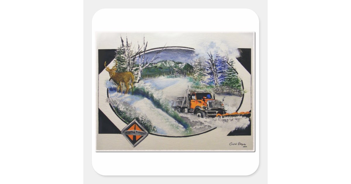 Snow PLow Square Sticker | Zazzle