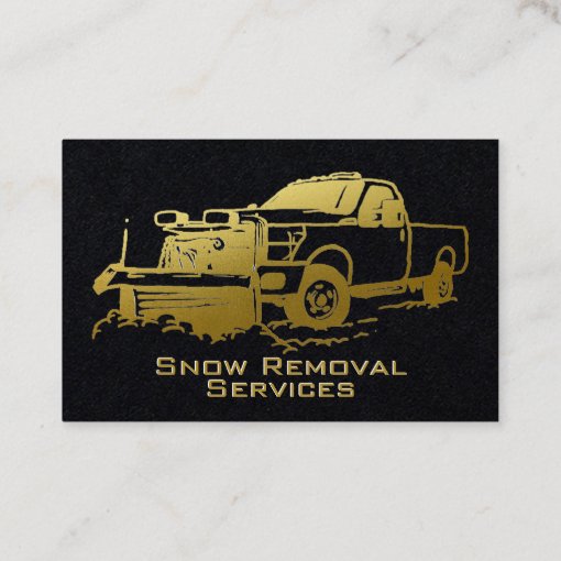 Snow Plowing Removal Black & Gold Simple Modern Business Card | Zazzle