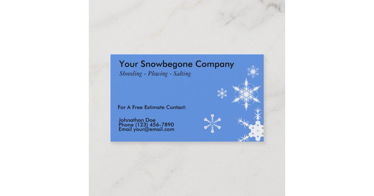 Snow Plowing, Removal Business Card (HORIZONTAL BL | Zazzle