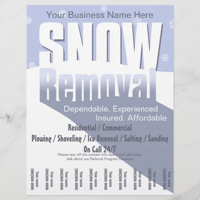 Snow Plowing Service. Removal Business. Flyer | Zazzle