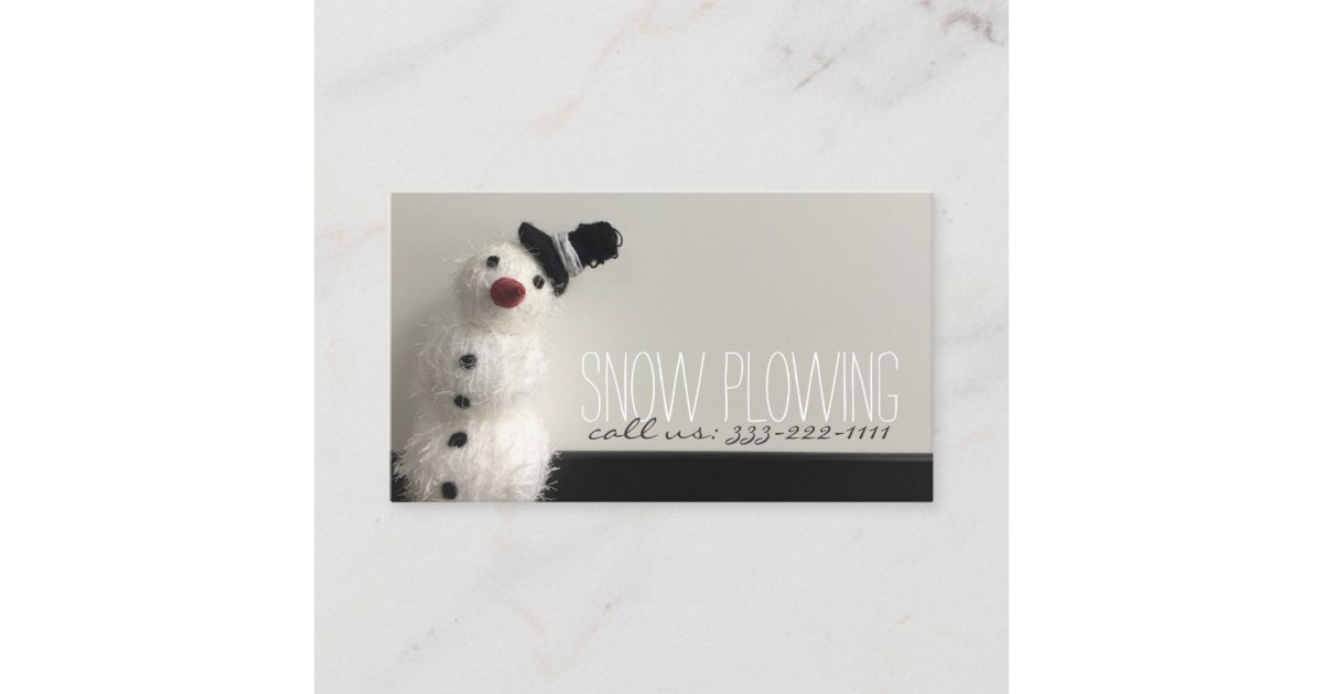 Snow Plowing Service Snowman Photo Business Card | Zazzle