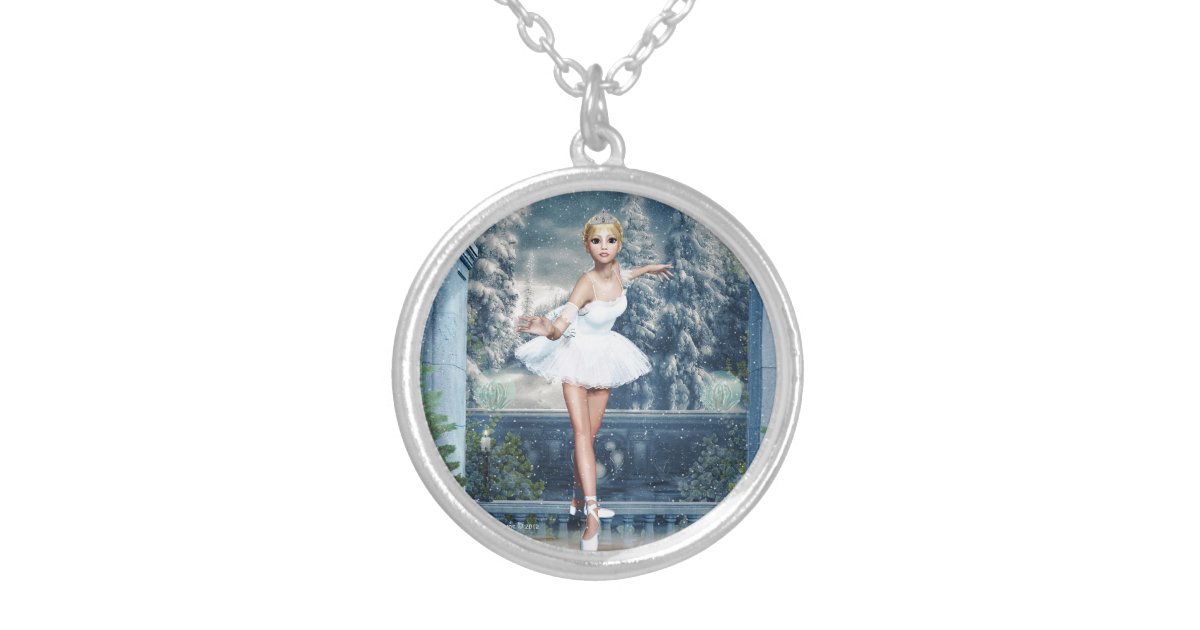 Snow Princess Ballerina Christmas Pendant Necklace | Zazzle