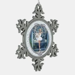 Snow Princess Ballerina Pewter Snowflake Ornament | Zazzle