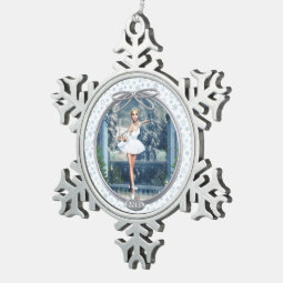 Snow Princess Ballerina Pewter Snowflake Ornament | Zazzle