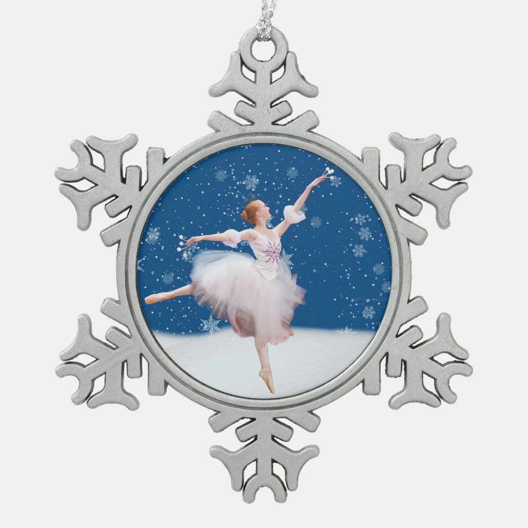 Snow Queen Ballerina Customizable Snowflake Pewter Christmas Ornament ...