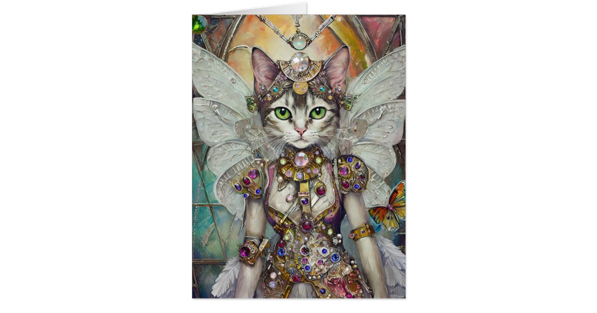 Snow Queen Cat of the Butterfly Wing Brigade Card | Zazzle