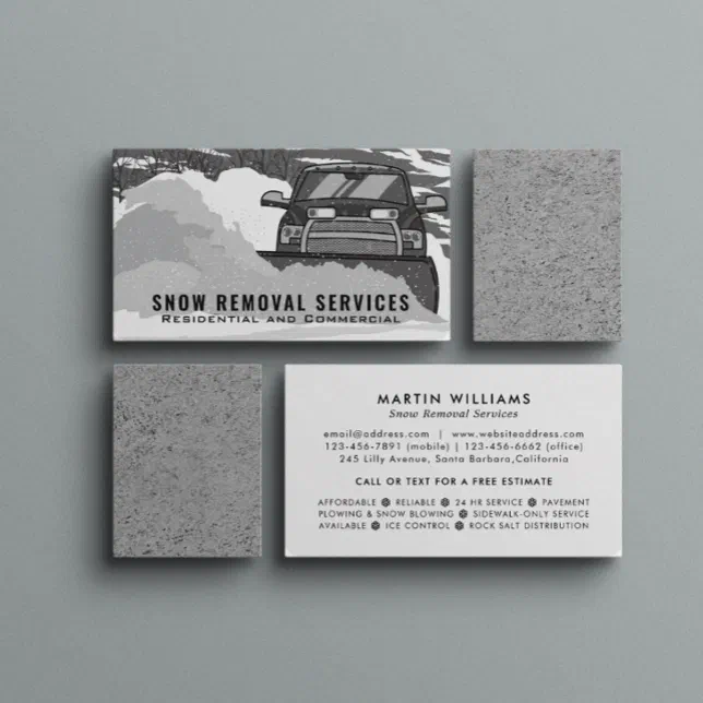 Snow Removal Black & White Business Card | Zazzle