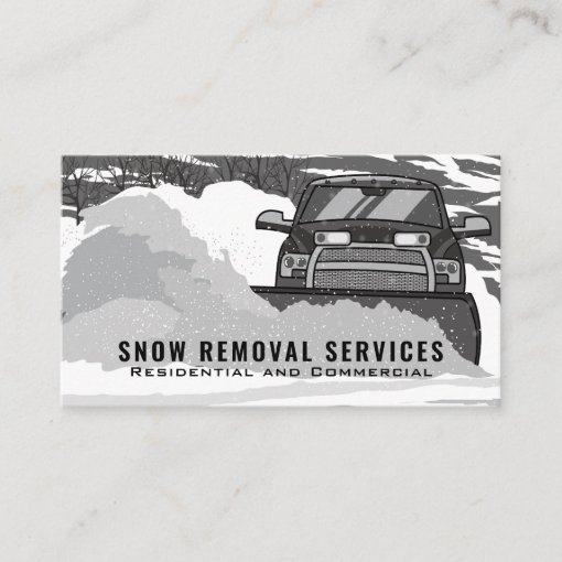 Snow Removal Black & White Business Card | Zazzle