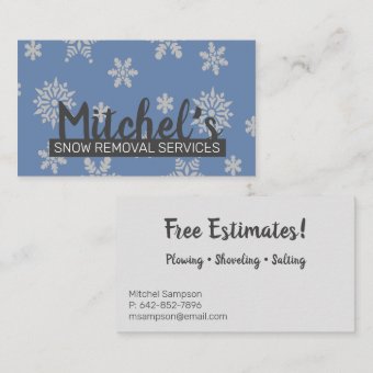 Snow Removal Shoveling Plowing Business Cards | Zazzle